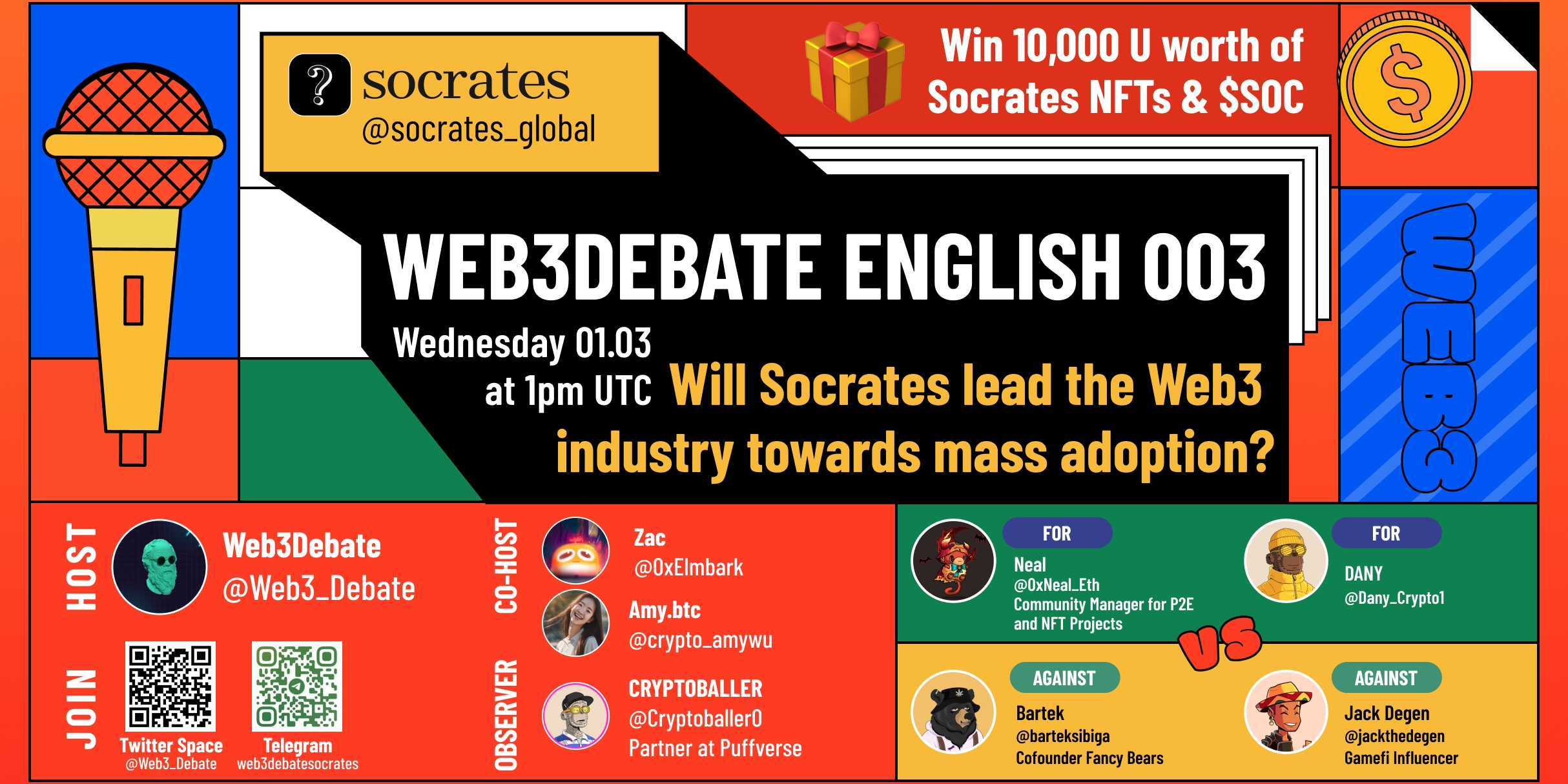 SoQuest - Join @Web3_Debate Twitter Space and win 300 USDT + 10,000u worth of $SOC